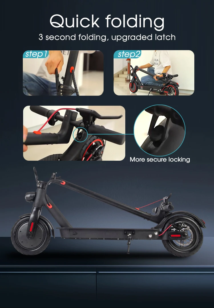 Foldable Electric Motorcycle Scooter Max Black Motor Power Battery Time ...