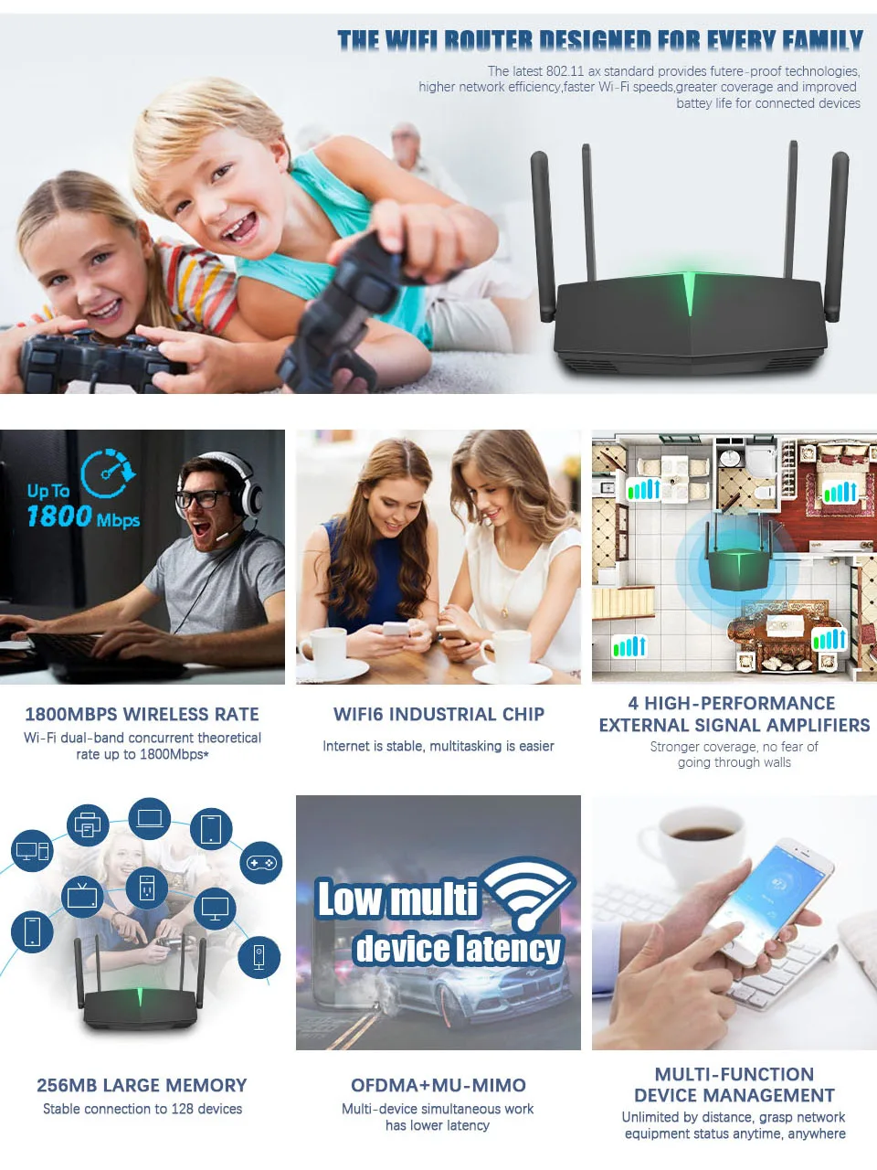 Max 128 Users Router Wifi 1800mbps Wifi6 Lan 4g Lte Modem Dual Band Wireless Gigabit 5g Router ...
