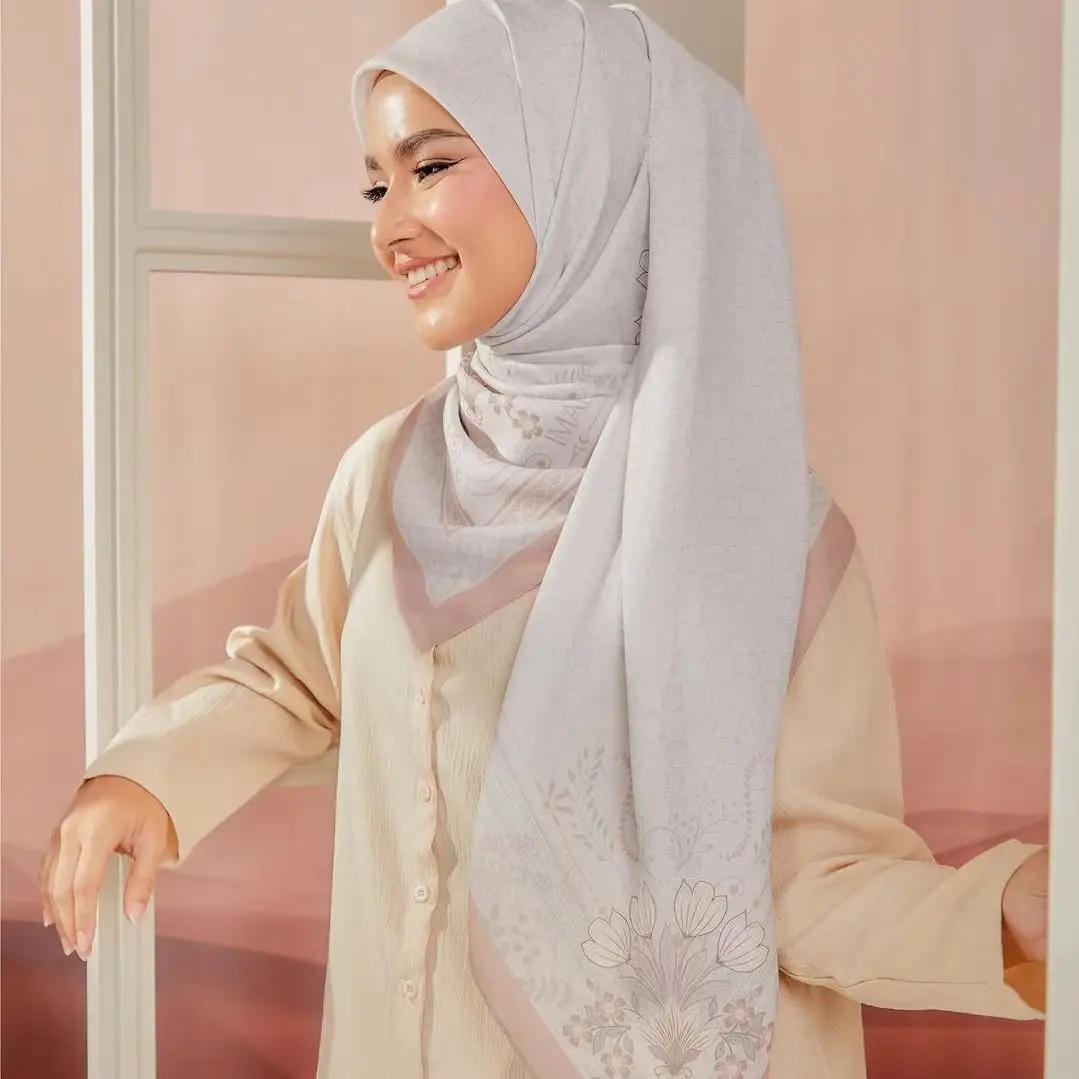 Beautiful Design Premium Cotton Voile Printed Bawal Hijab Malaysia ...