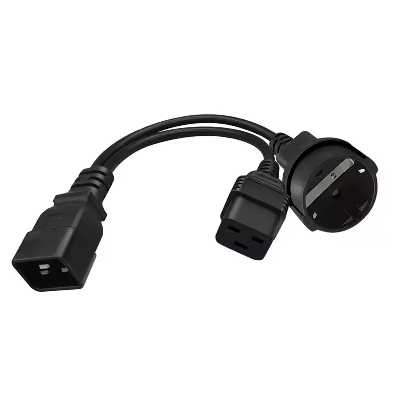100CM IEC C20 to IEC C19+Schuko Female Splitter Cable Power Cord ...
