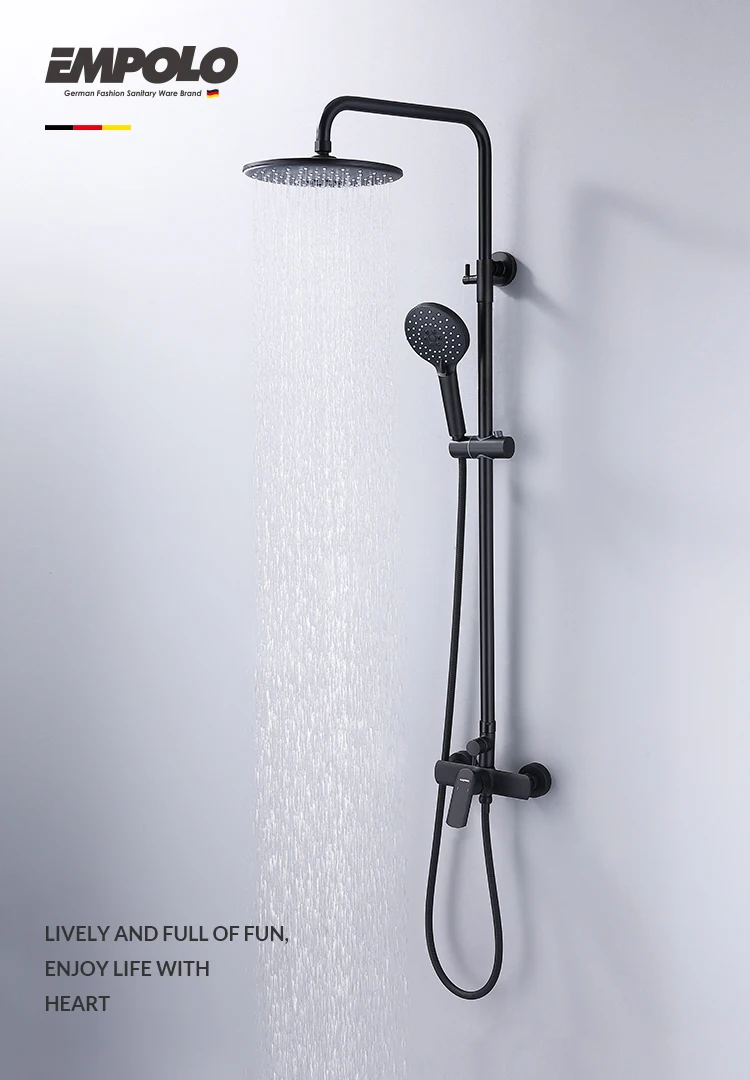 Empolo Luxury Brass Bathroom Shower Set with Mixer Tap, Modern Design ...