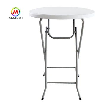 Folding High Top Bar Table Cocktail Table 2.66ft Round Plastic Outdoor ...