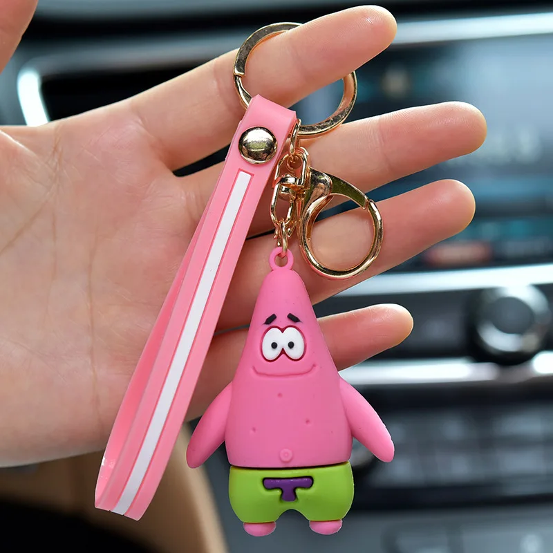 Keychain Sponge Doll Car Key Bag Accessories Cute Cartoon 3D Patrick ...