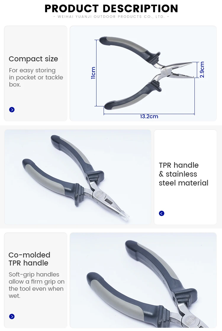 Stainless Steel Small Bevel Crimp Hook Link Fishing Pliers 5" Split ...