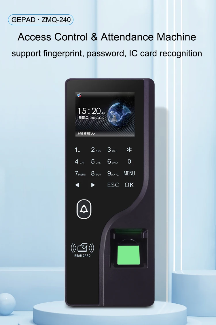 Biometric Fingerprint IC Card Access Control Time Recorder Attendance ...
