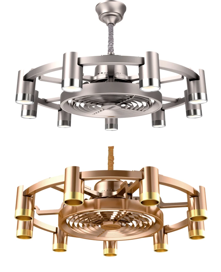 Office Decorative Led Pendant Light Hotel Silver Modern Fan Combo ...