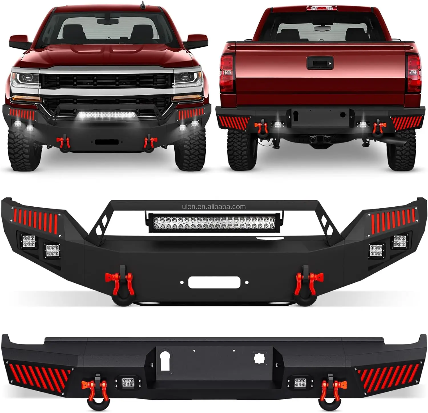Factory Price OEM Off-Road Front & Rear Bumper Fit 2016 2017 2018 Chevy ...