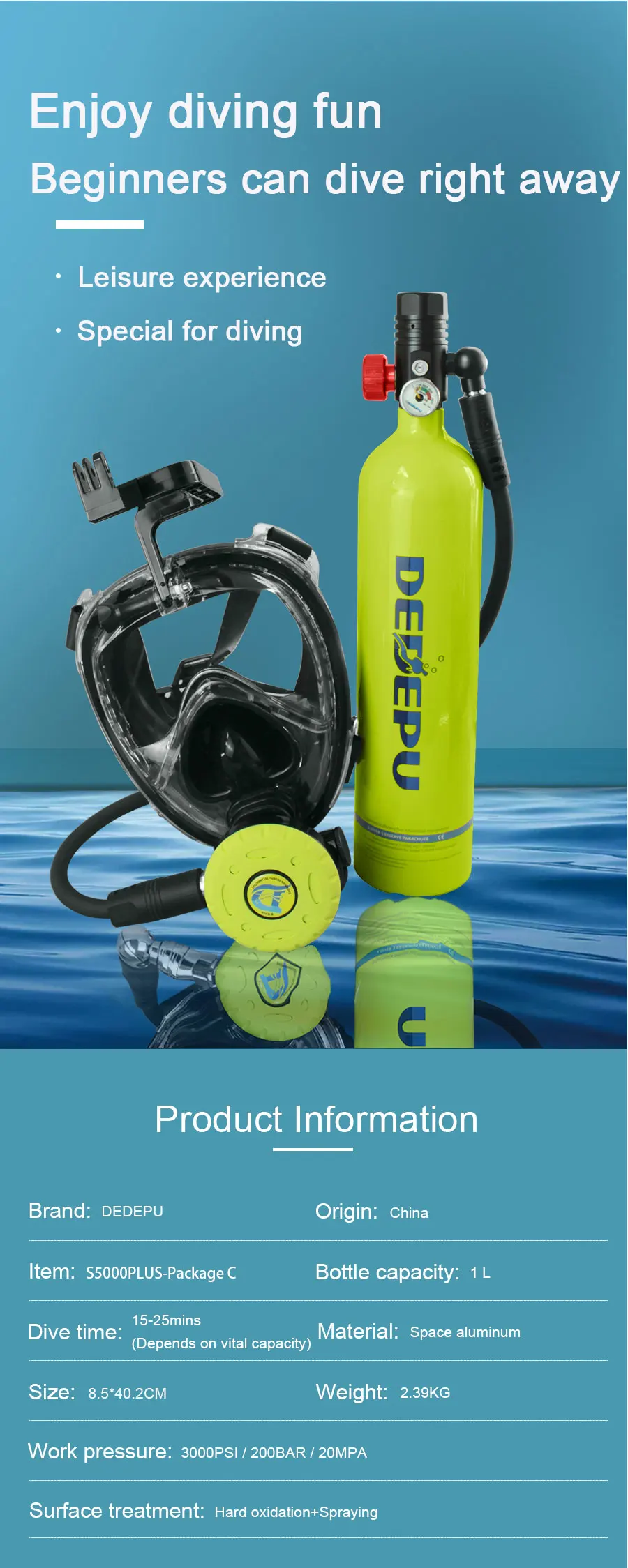 Mini Buceo Equipo Del Tanque 1 L De Buceo Cilindro Con Tanque De Buceo ...