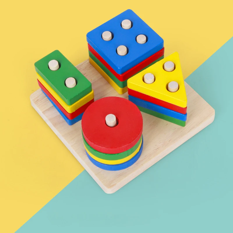 Children Educational Shape Stacker Color Recognition Block Sorting ...