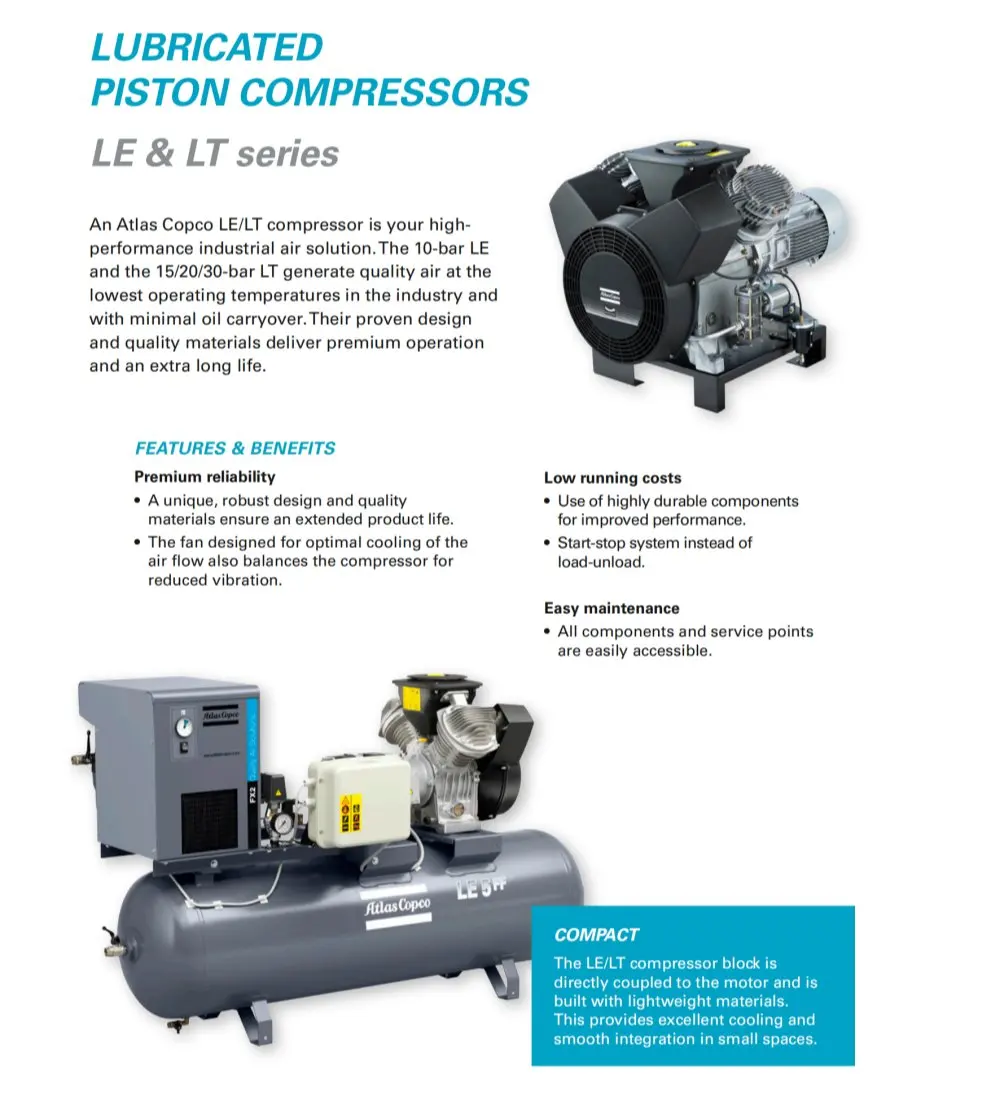 Atlas Copco 15bar Industry Piston Compressor 15kw 20hp Piston Type ...