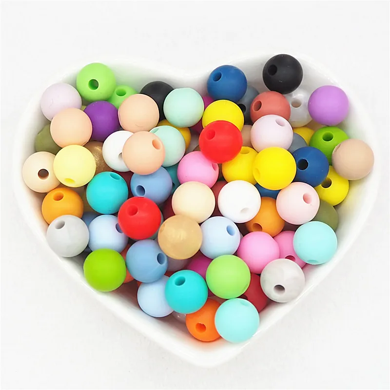 CHENKAI Craft Pearl DIY Keychain Bracelet Necklace Handmade Jewelry Making 15mm Silicone Beads ...