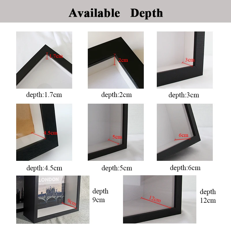 Black White Walnut Wood MDF 24x16 Shadow Box Deep 3d Shadow Box Frame ...