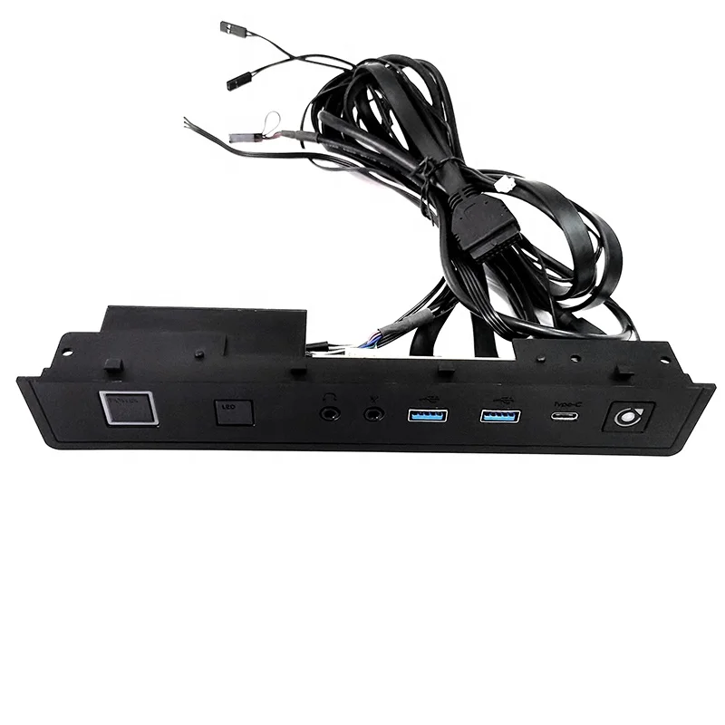 PC Case Front Panel with Dual USB 3.0, Type C, LED, & Audio