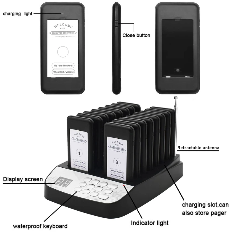 Wireless Restaurant Guest Pagers Restaurant Paging Waiter Pager Receiver Pager Beeper Service ...