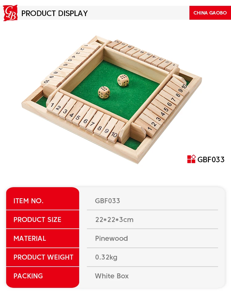 Custom Logo Board Game Wooden 4 Player Shut The Box Board Game - Buy ...