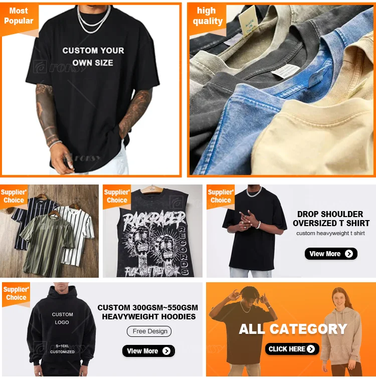 230g Washed Custom DTG Puff Print Streetwear T-shirts