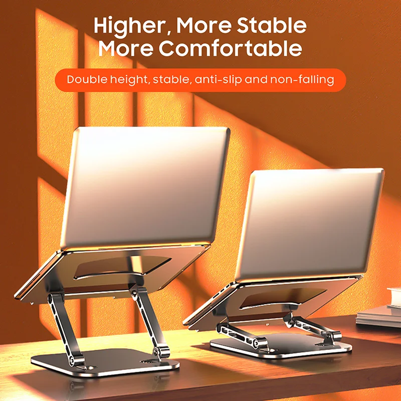 Adjustable Ergonomic Laptop Stand - Carbon Steel & Foldable