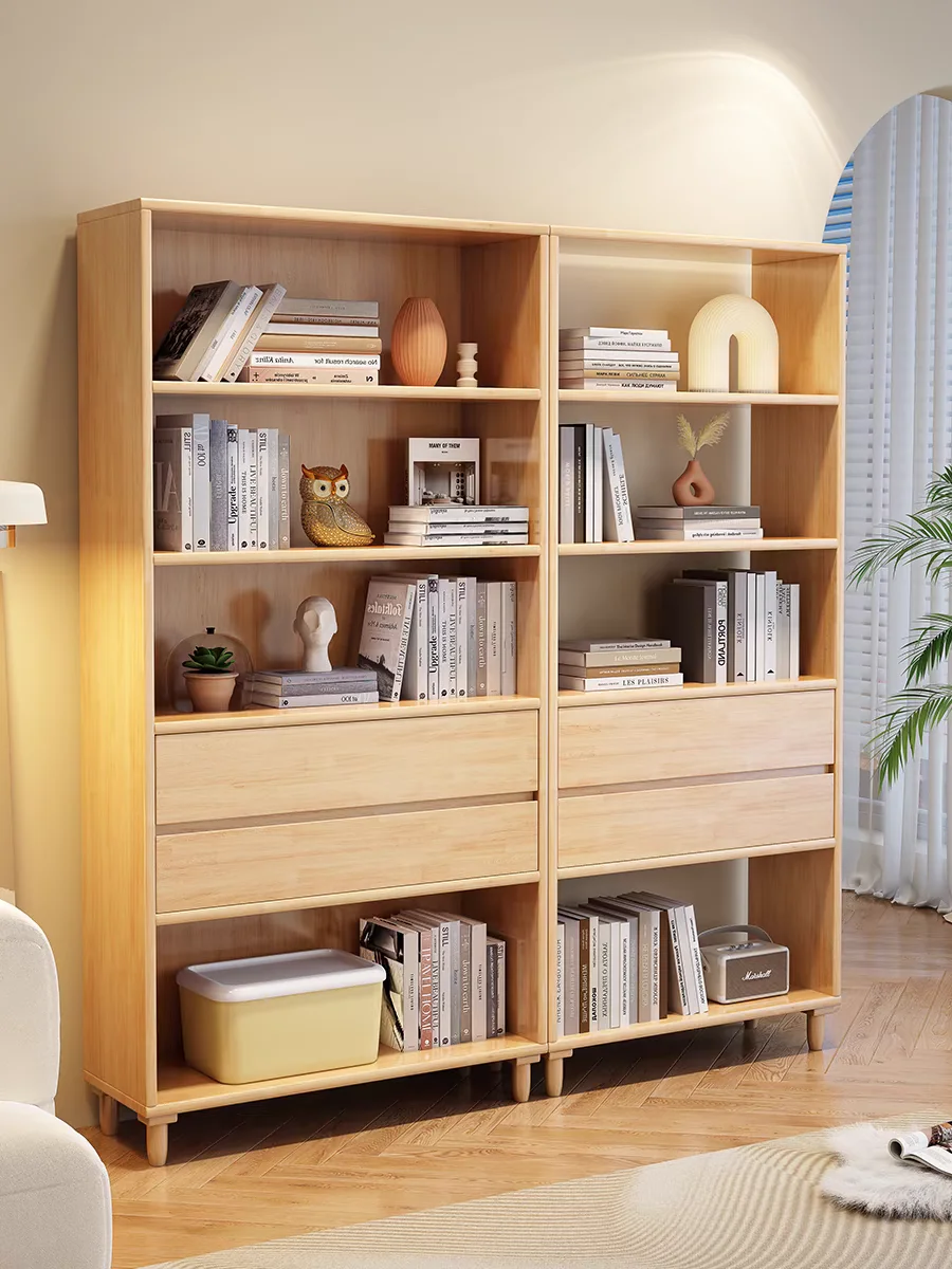 Scandinavian Solid Wood Floor-to-ceiling Bookcase Display Cabinet ...
