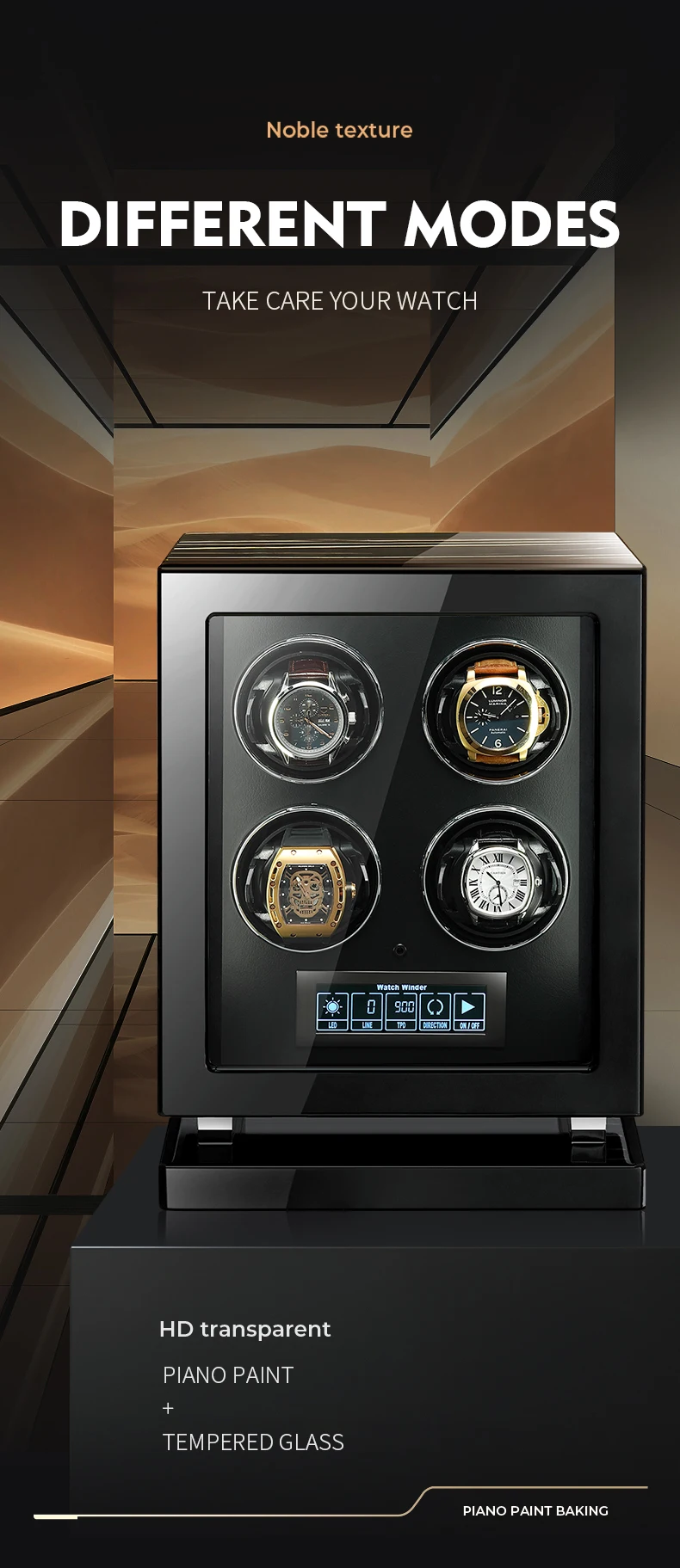 Luxury Wooden Gyroscope - Modern Watch Winder with 6 Slots