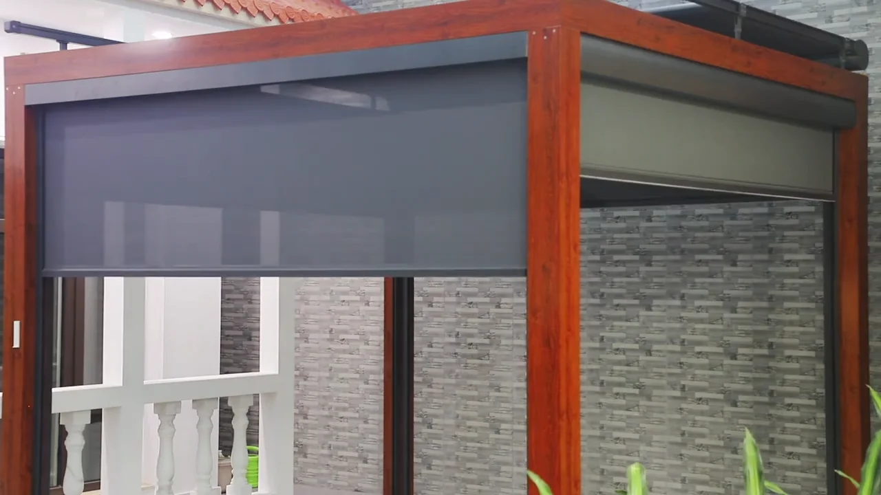 Outdoor Motorized Roller Shades Blinds Patio Zip Screen Pergola ...