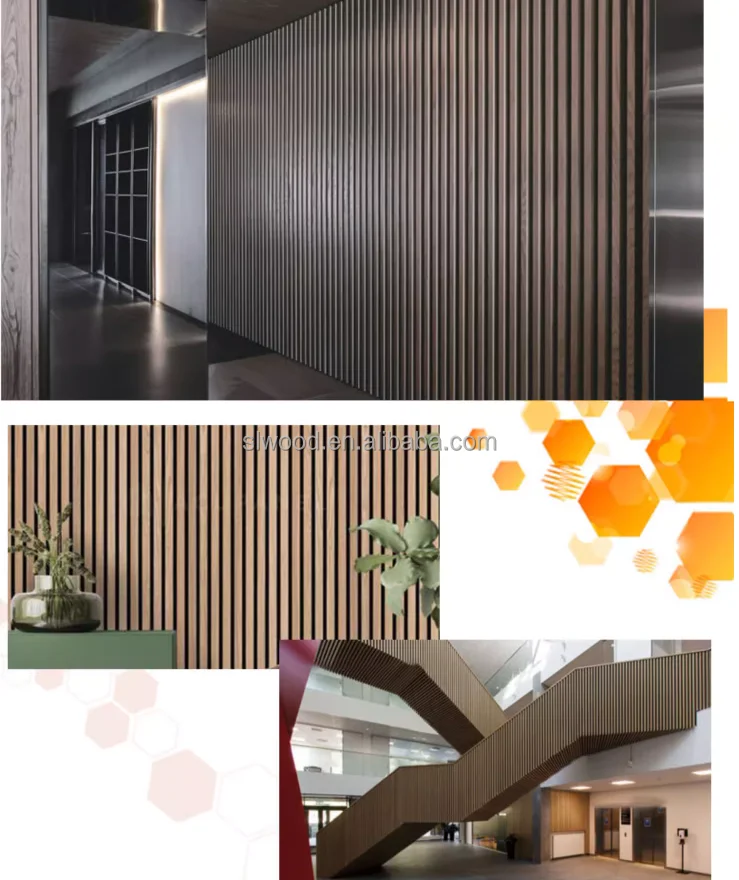 Wooden Slat Acoustic Wall Panel Soundproof Wall Panels Sound Absorbing ...