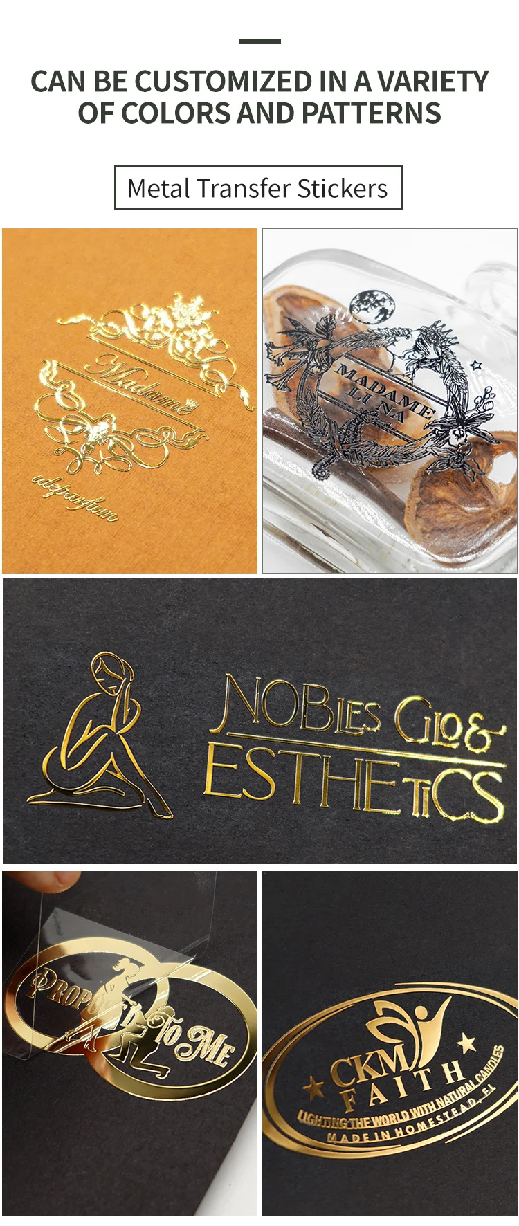 Custom Self Adhesive Metallic Letters Labels Thin Electroform Gold ...