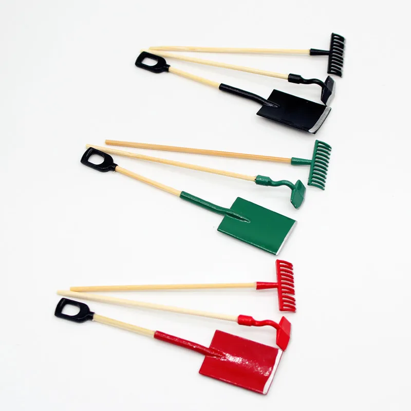 2025 New 1:12 Dollhouse Miniatures Gardening Shovel Rake Hoes Farm Tool ...