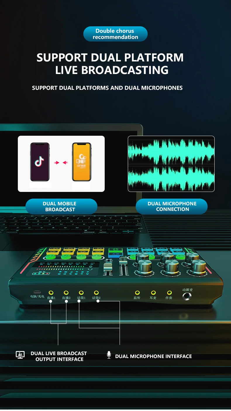 Podcast Equipment Bundle Live Streaming Audio Sound Card Kit With Dj ...
