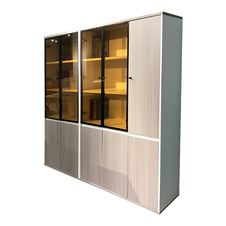 Modern Office File Cabinets Glass Door High Grade Wooden Bookshelf ...