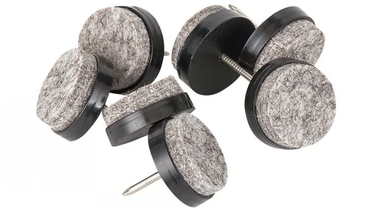 24mm Black Furniture Felt Pad Nails Nail-on Slider Glide Pad For Wooden ...