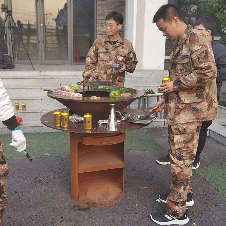 Mk Corten Custom Corten Steel Barbecue Brazier Metal Iron Ball Fire Pit ...