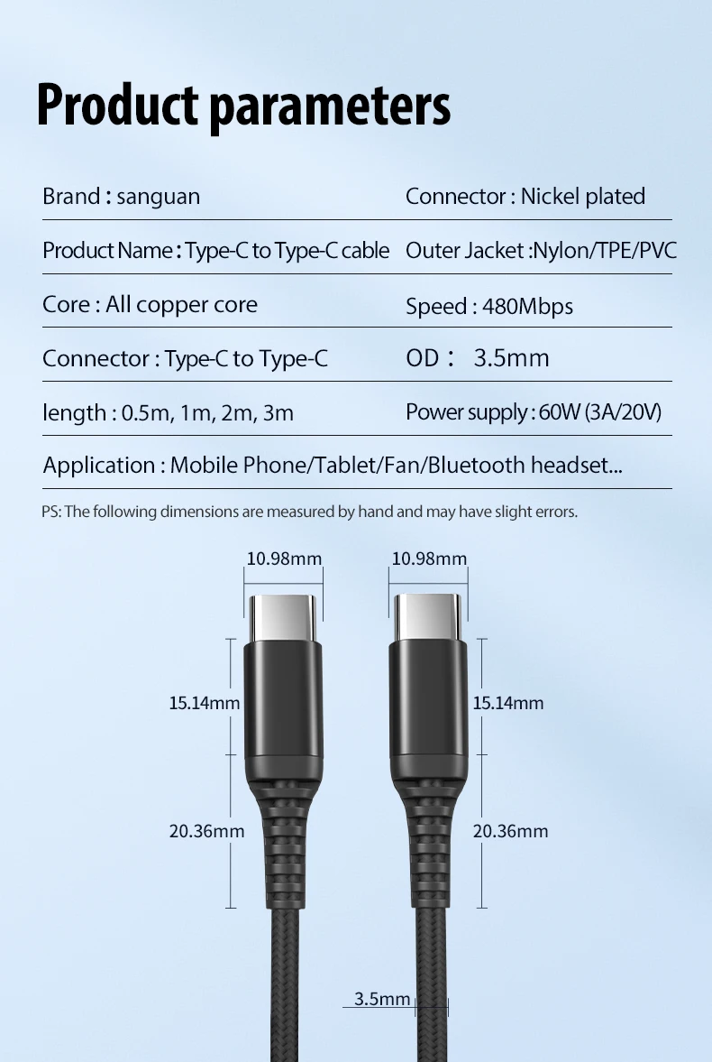 Phone USB Kabel PD 30W 20W Quick Charge 3A USB C to C Cable for ...