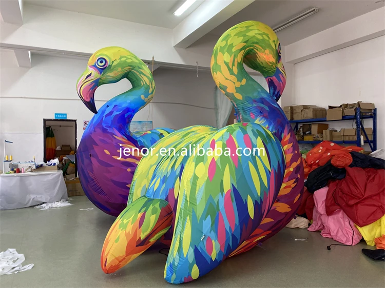 Neon Colorful Inflatable Flamingo - Rainbow Lighting Decor for Night ...