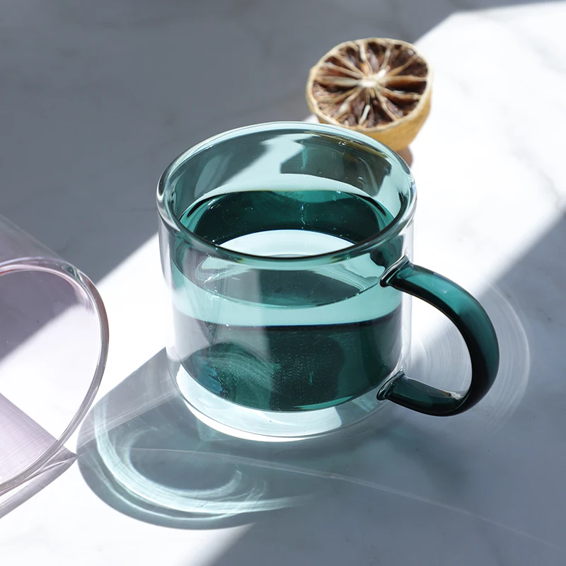 Colored Glass Cup Coffee Double Wall for Drinks Sublimation Mug ...