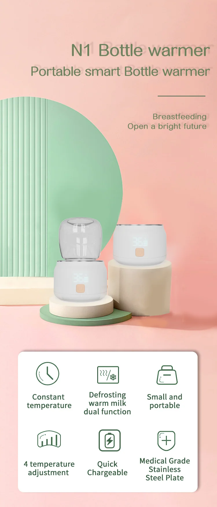 Mini Milk Heater - Portable Rechargeable Baby Bottle Warmer