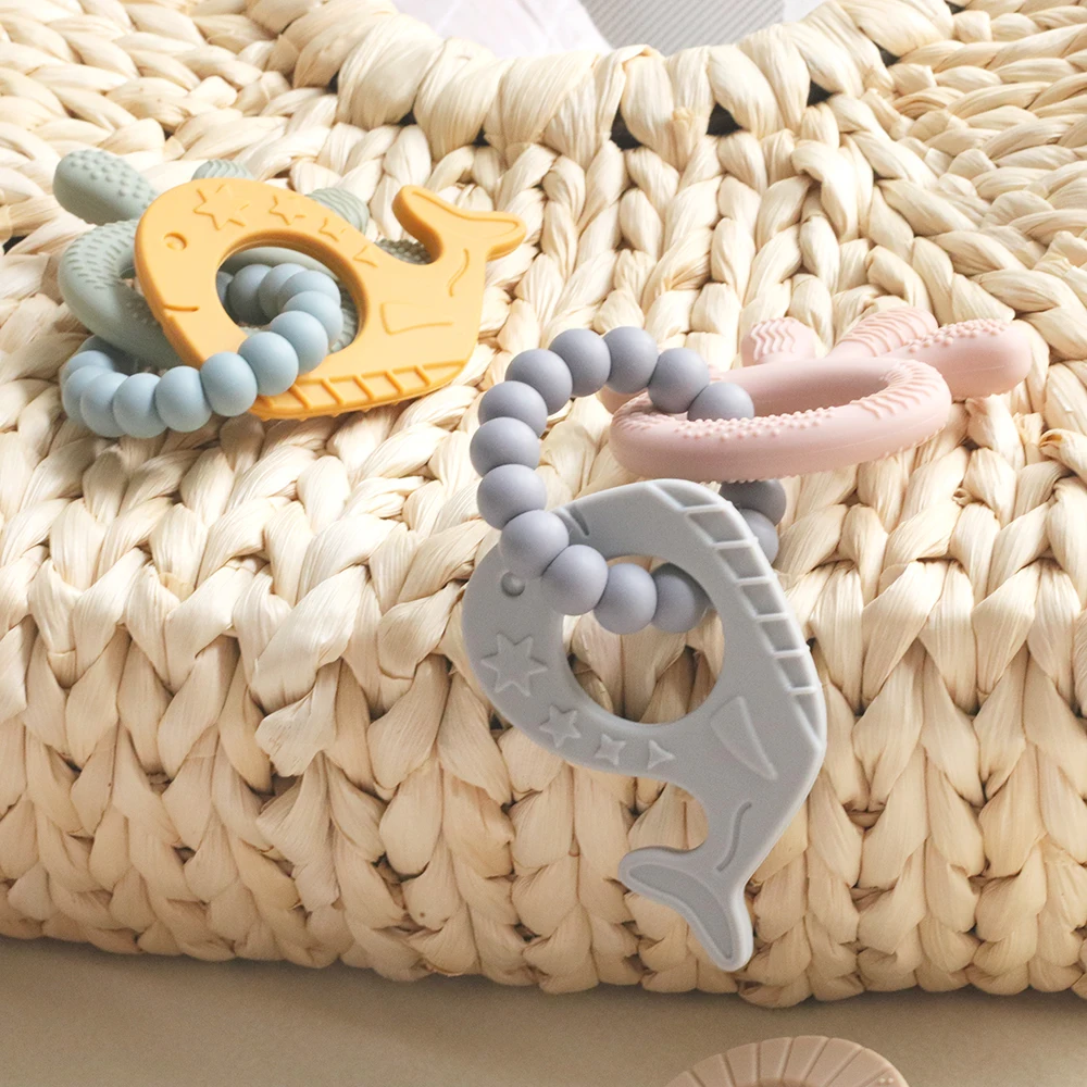 Lovebond Baby Teether Whale Learning Loop Silicone Teether Beech Ring ...