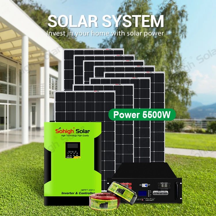 5500 Watts Hybrid Inverter Full Sets Solaries Panels Off Grid Power ...