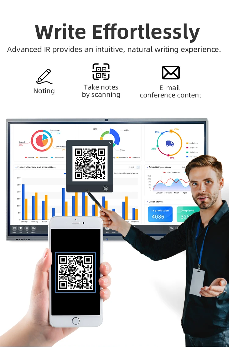 KINGONE Intelligent Touch 65 Inch LCD Multi Points Touch Screen Smart ...