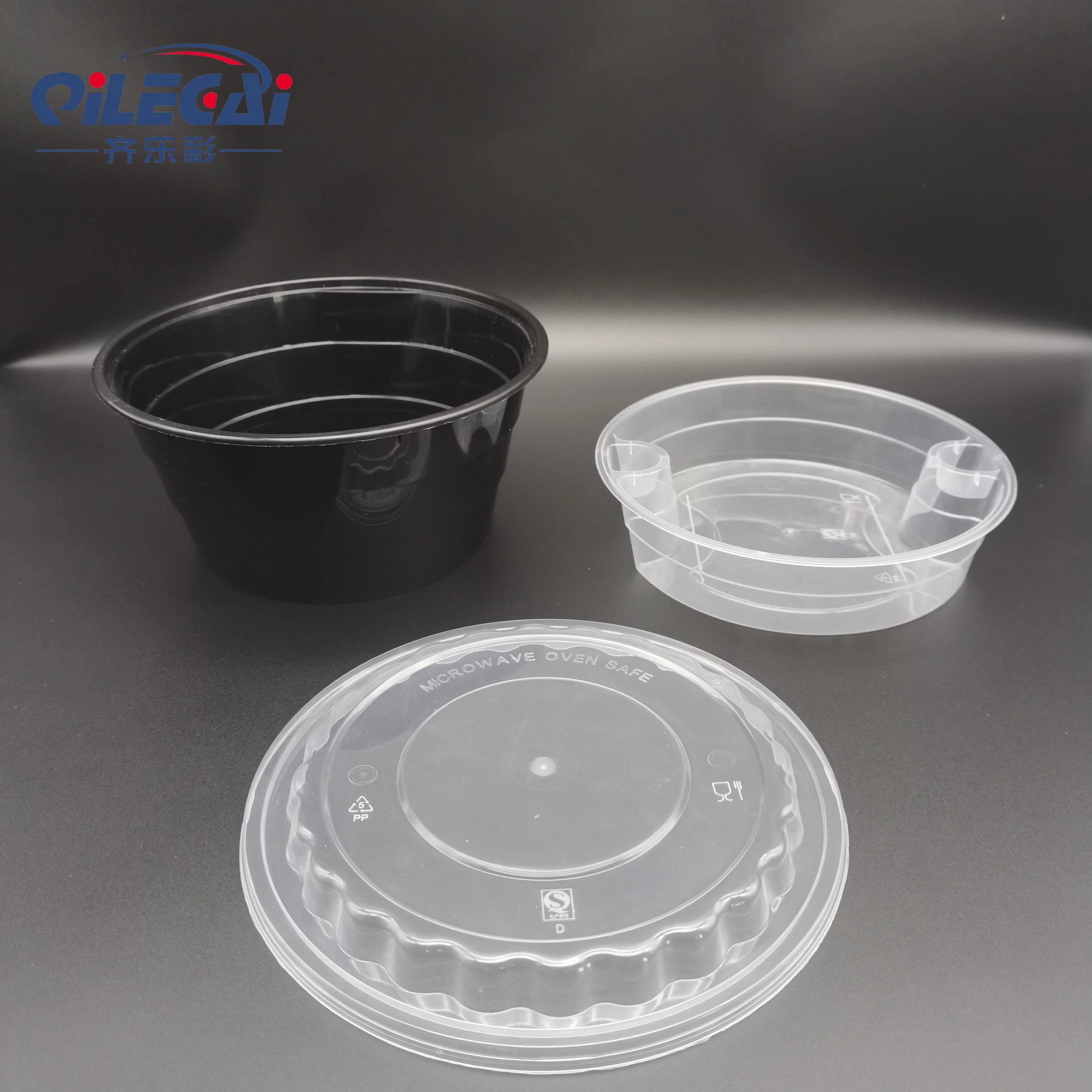 Double-layer round disposable plastic food packing containers takeaway ...
