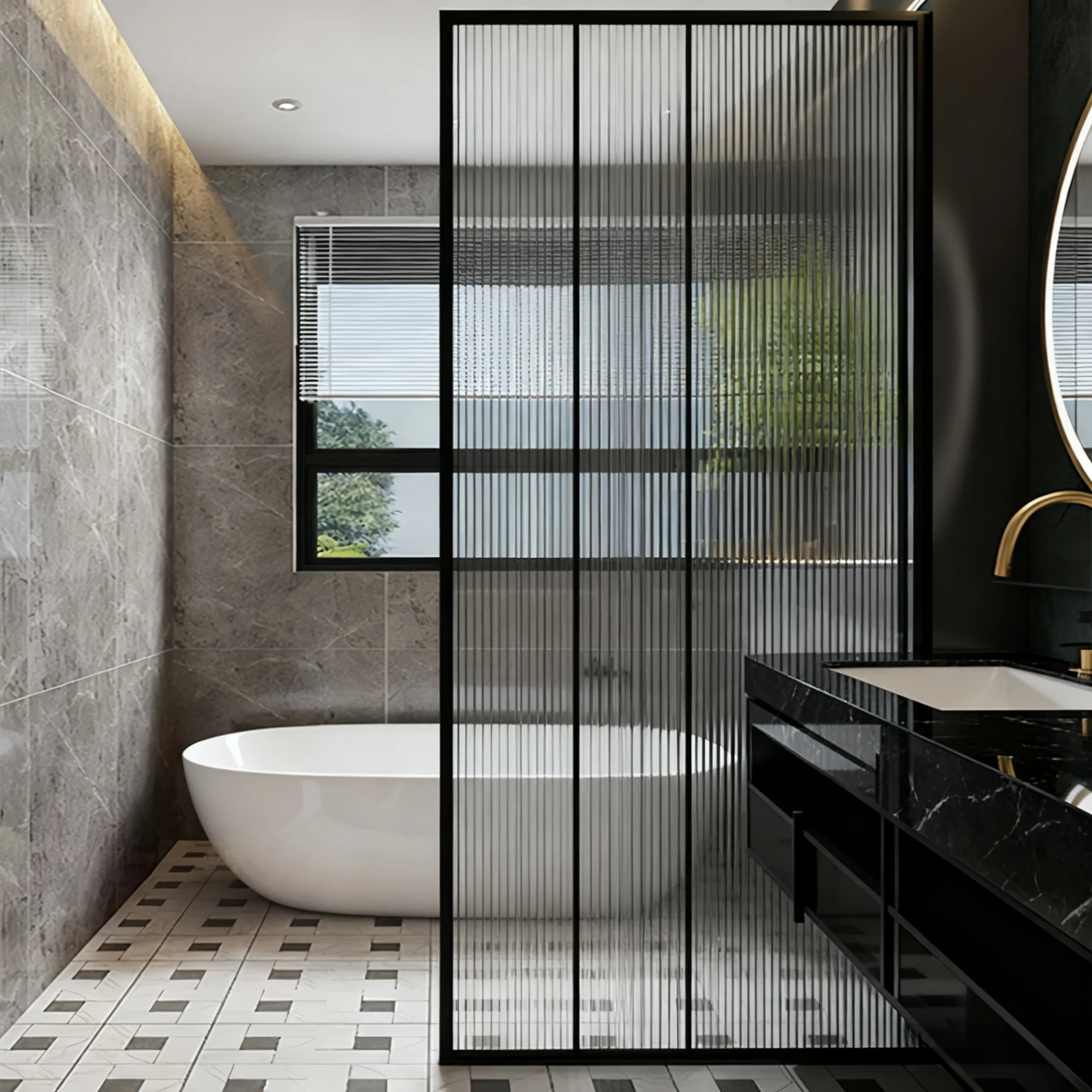 Self Adhesive Reeded Glass Privacy Film, Frosted Window Sticker for ...