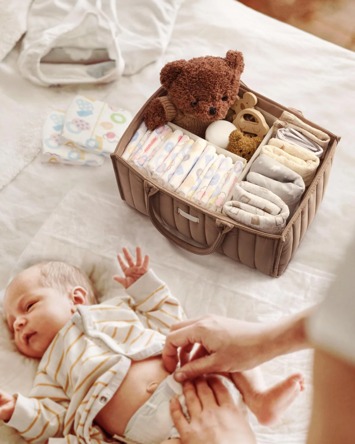 Custom Label Stylish Nursery Storage Basket - Baby Diaper Caddy Organizer