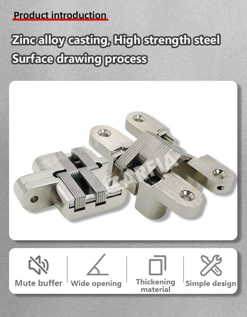 HSD-CH05 Zinc Alloy Concealed Cross Hinge 180 Degree Invisible Folding ...