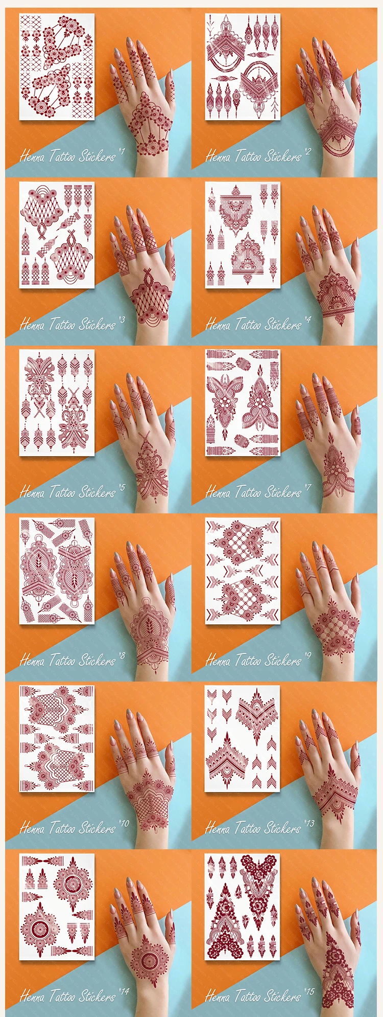 Custom Henna Art Tattoo Stickers - Waterproof & Temporary