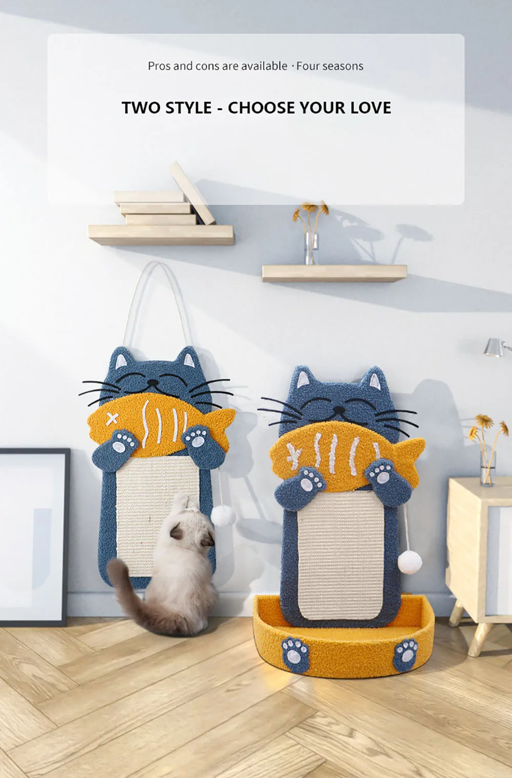 Sisal Material Cat Eat Fish Shape Design Interactive Pet Toy Bite ...