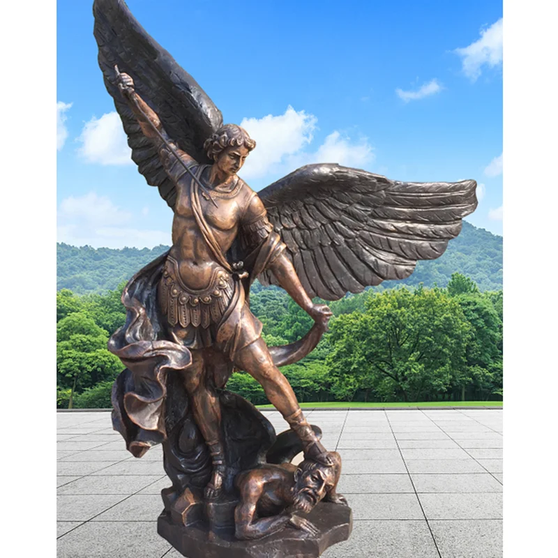Angel Orthodox Religious Resin Archangel Monument Antique Bronze ...