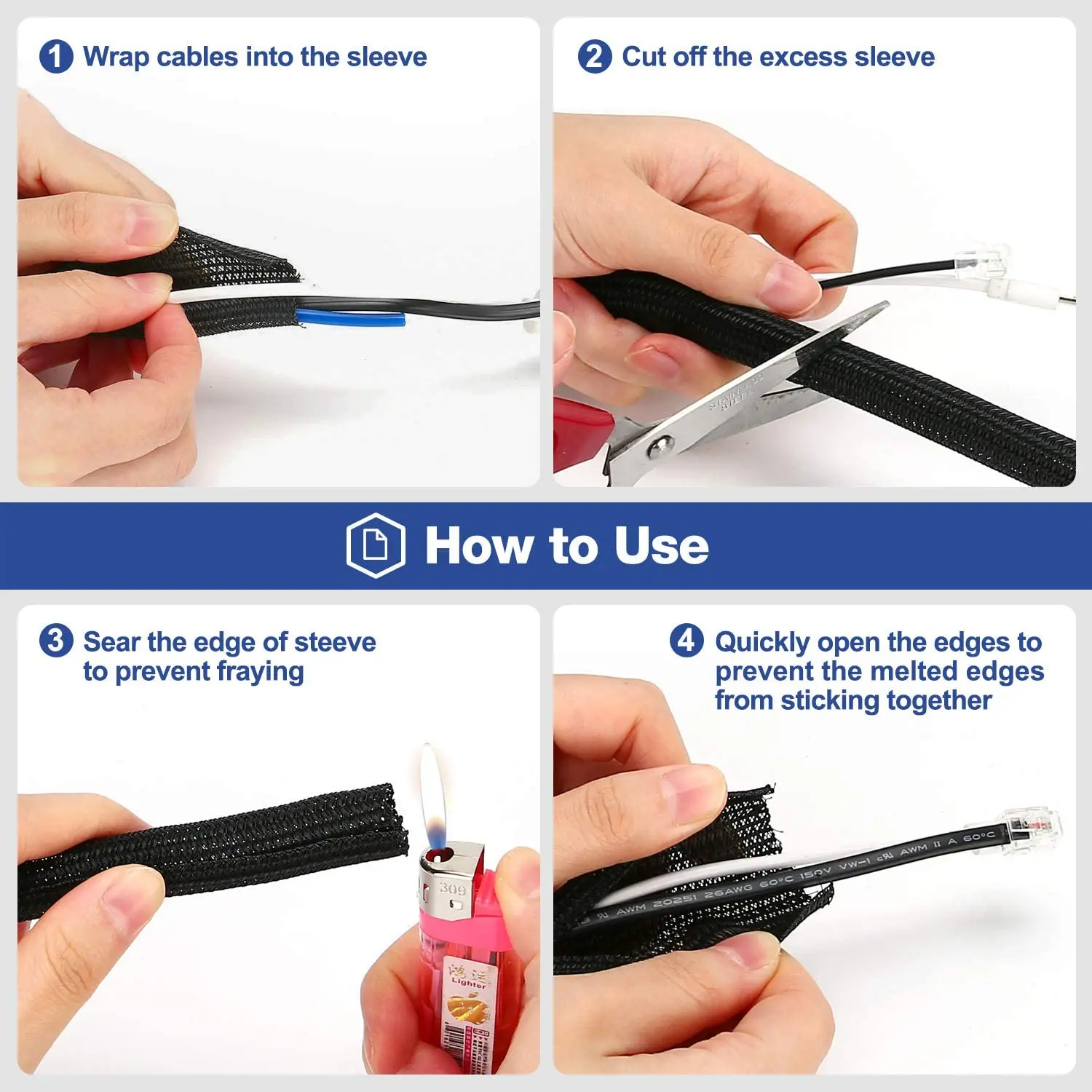 Self Closing PET Braided Sleeve - Durable Cable Protection