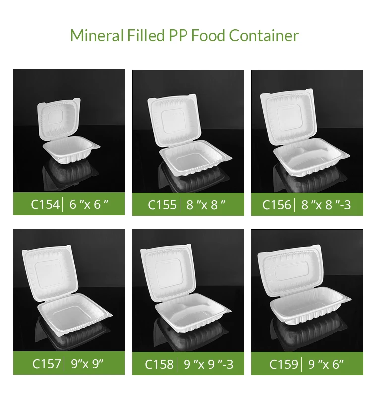 Bk1 8x8 9*9 Inch 3 Compartment Eco Friendly White Rectangular Mfpp ...