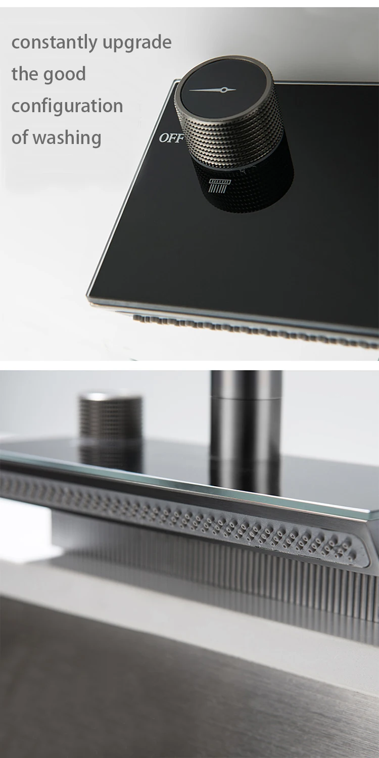 Modern Design Digital Display Kitchen Faucet Black Brass 360 Degree ...