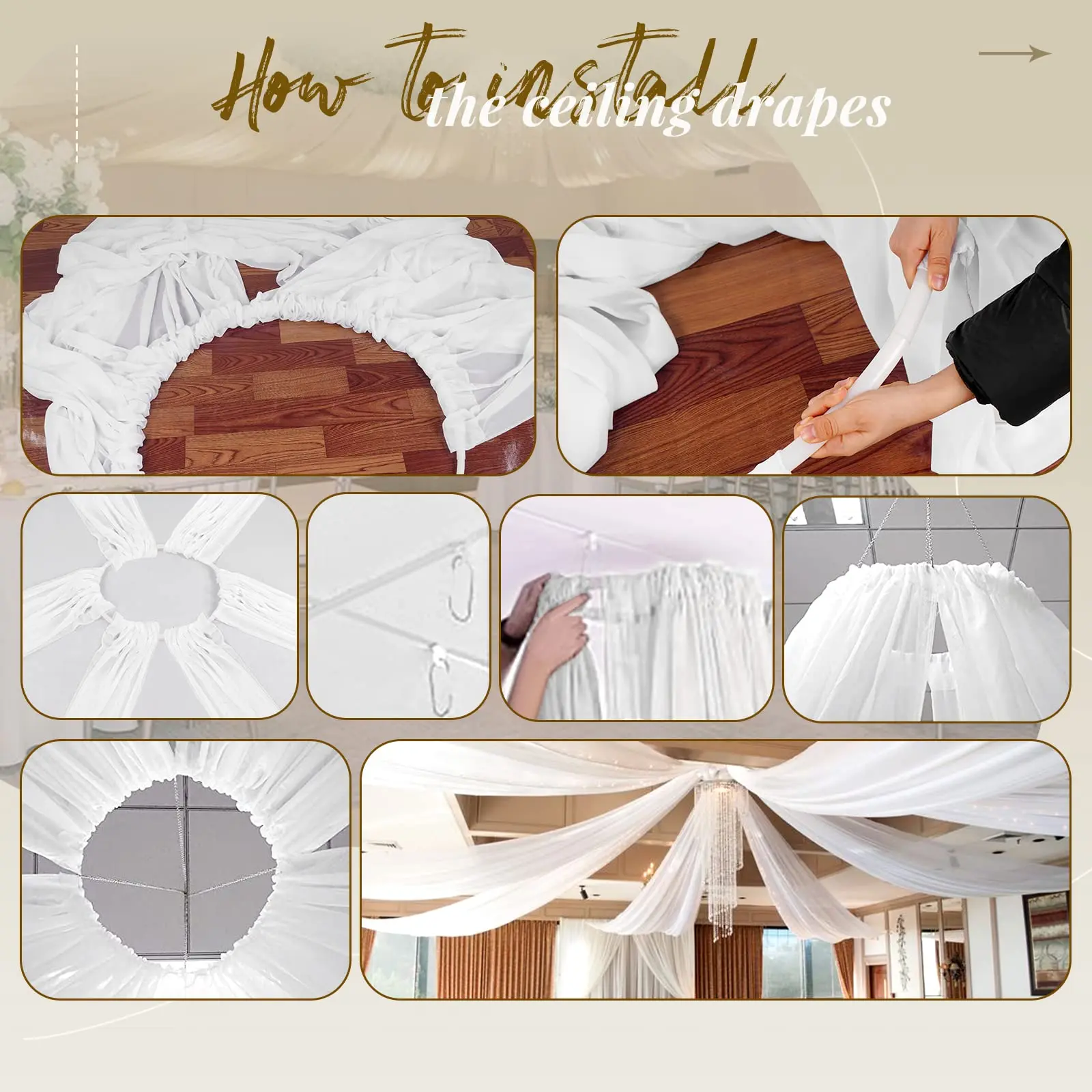 5x10ft Backdrop White Decorations Draping Chiffon Curtains Sheer Drapes ...