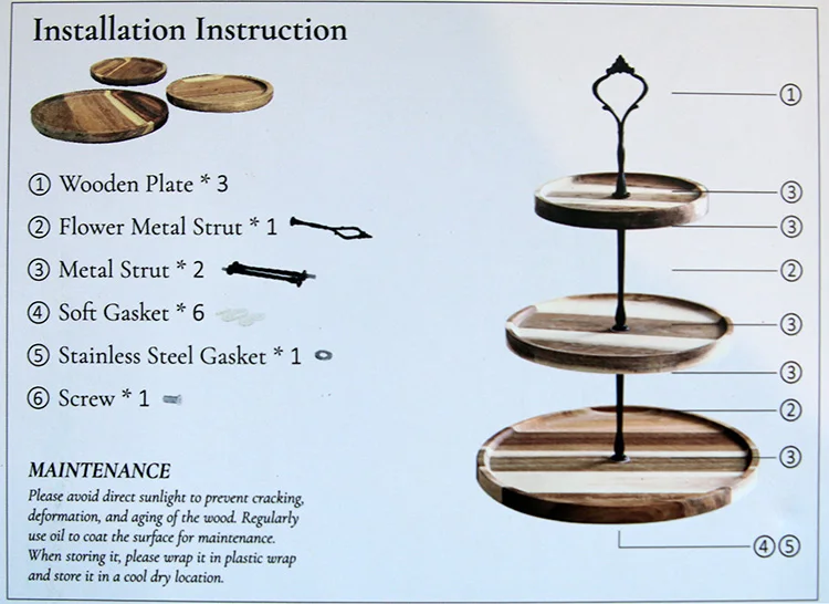 3-tier Acacia Wood Fruit Tray Stand Snack Display Plate Dessert Candy ...